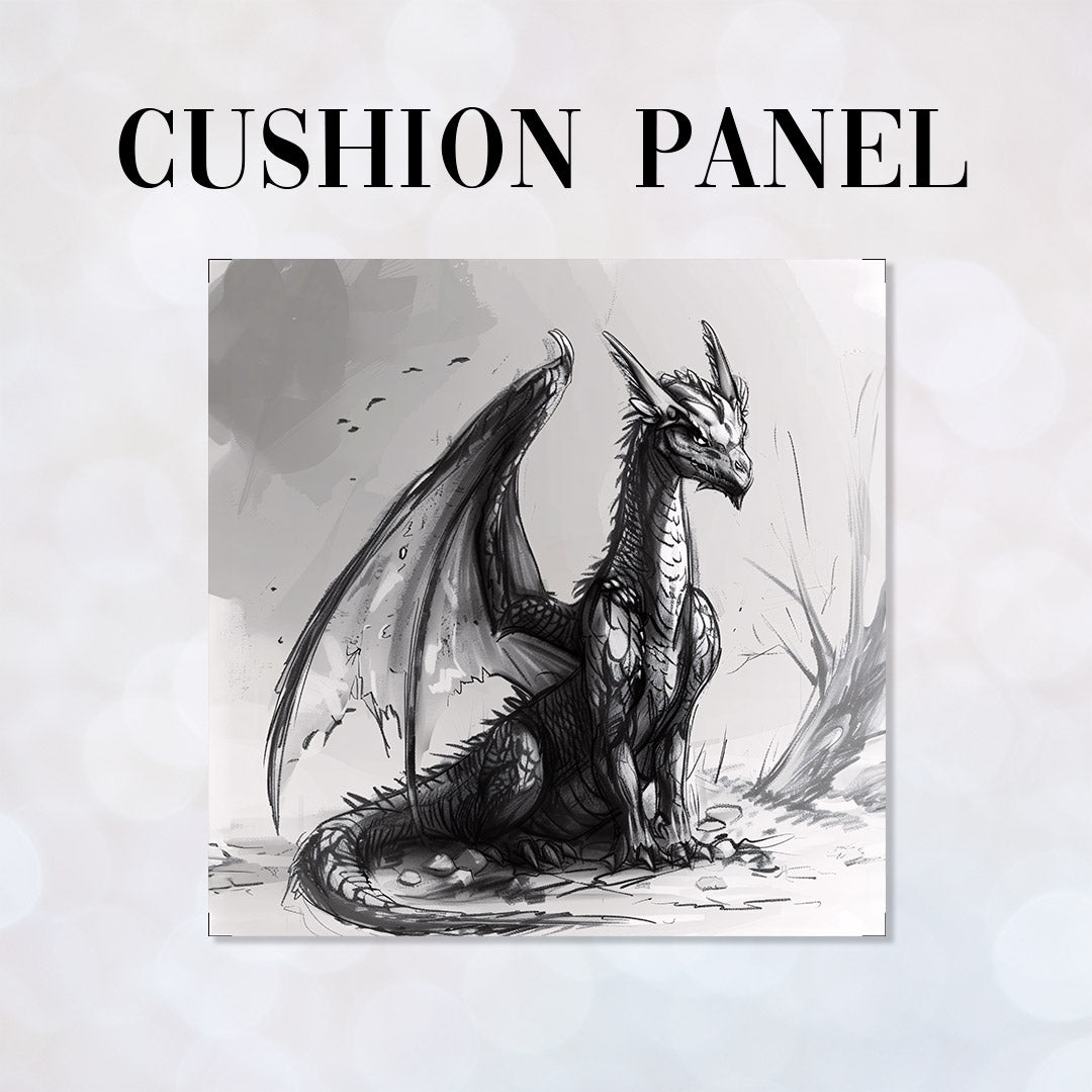 Charcoal Dragon Fabric Panel for sewing Cushions. – Custom Fabrics UK