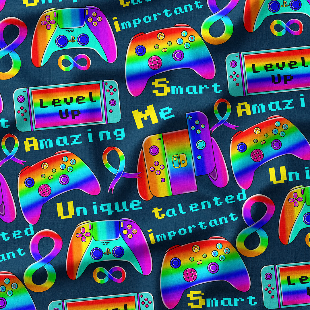 Autism Gamer design fabric for Outdoor Cushions, Dressmaking, Crafts ...