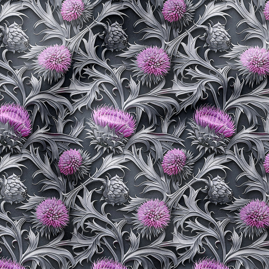 Thistles Grey Fabric for Pyjamas, crafts, blankets and more – Custom ...
