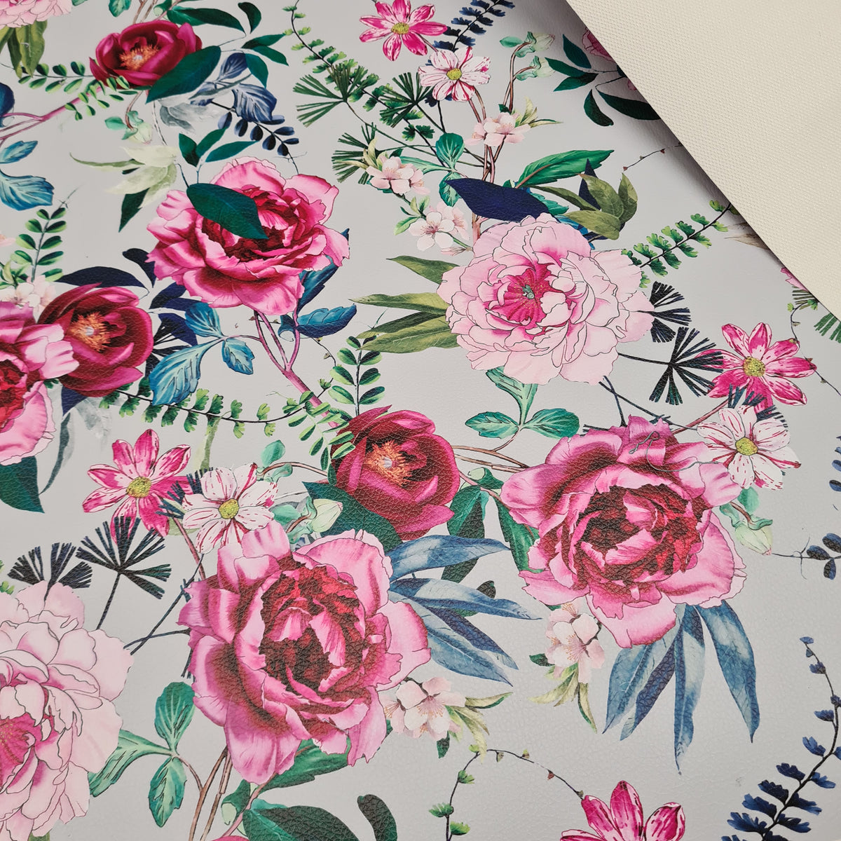 Flores Grey Faux Leather Fabric 50cm – Custom Fabrics UK