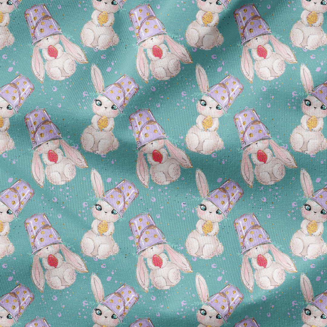 Easter Bunny Teal available on various fabrics – Custom Fabrics UK