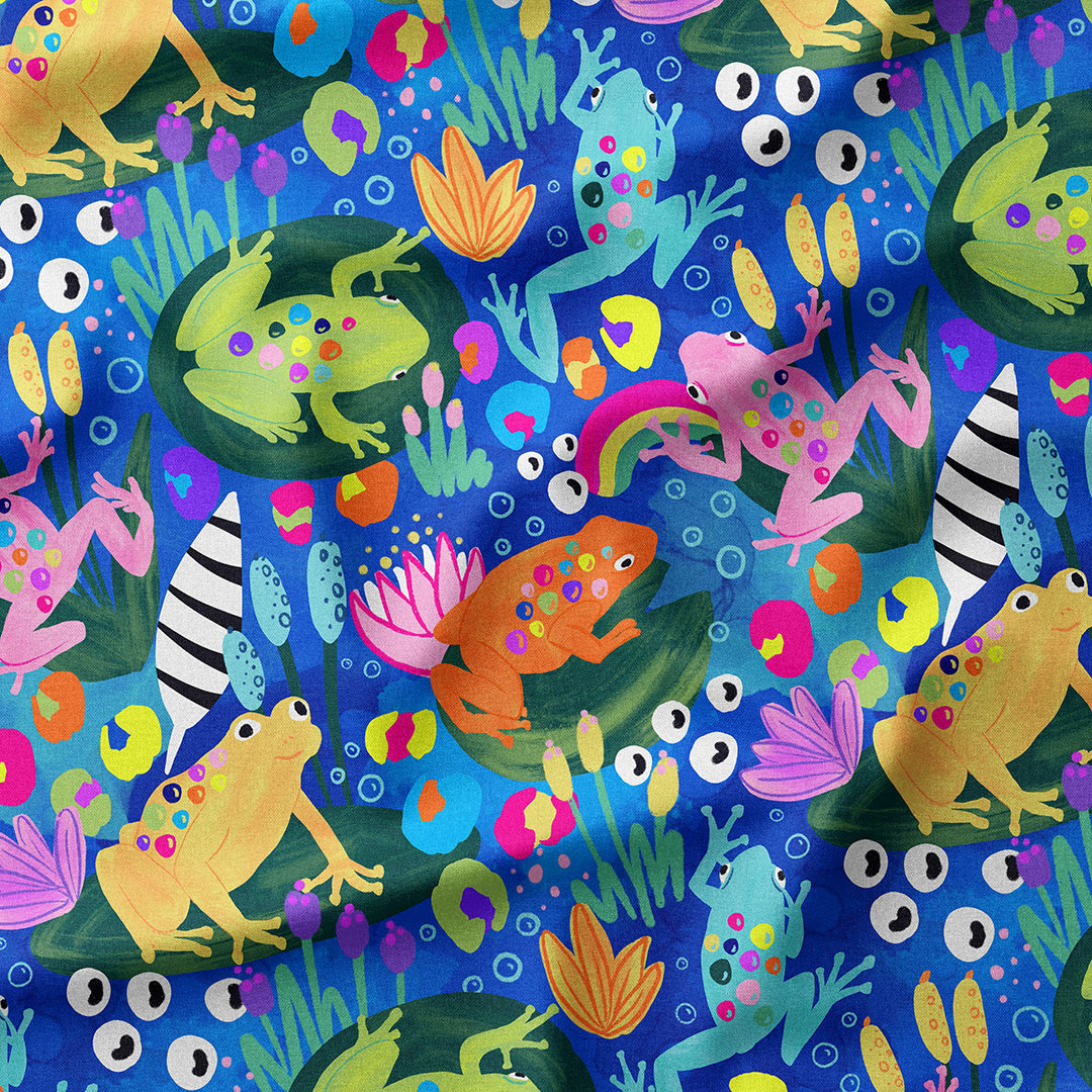 Funky Frogs Fabric for Outdoor Cushions and Crafts – Custom Fabrics UK