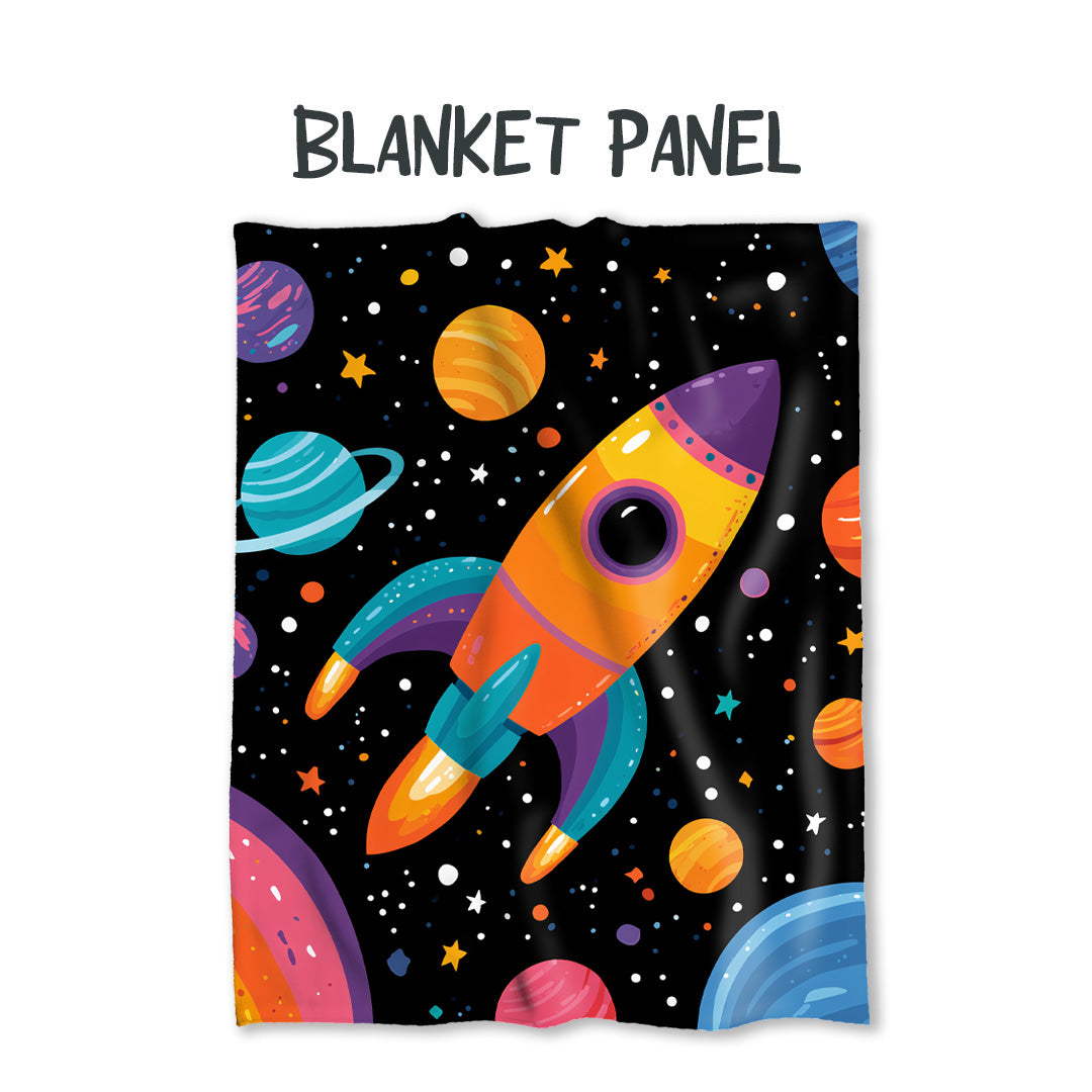 Space Rocket fabric panel for sewing blankets – Custom Fabrics UK