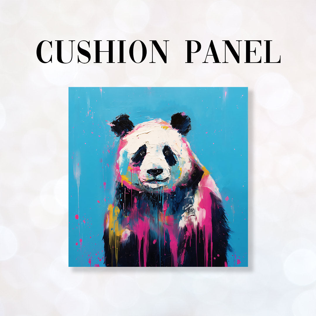 Panda Blue Fabric Panel for sewing Cushions. – Custom Fabrics UK