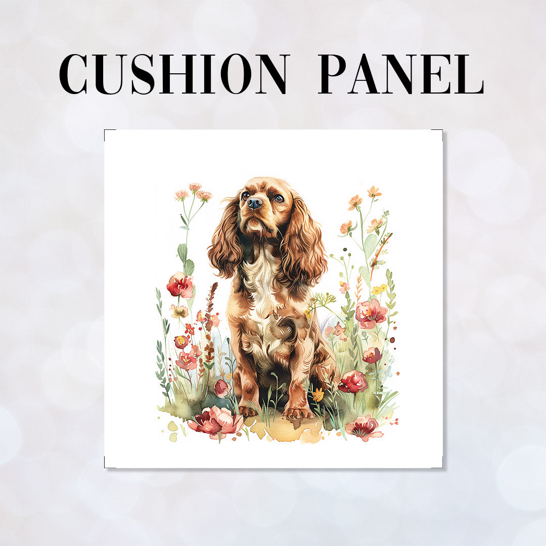 Floral Cocker Spaniel Fabric Panel for sewing Cushions. – Custom Fabrics UK