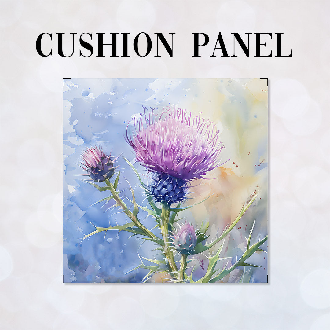 Watercolour Scottish Thistle Fabric Panel for sewing Cushions. – Custom ...