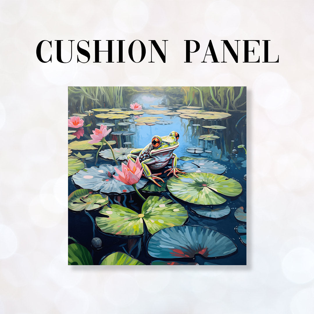 Lily Pad Frog Fabric Panel for sewing Cushions. – Custom Fabrics UK