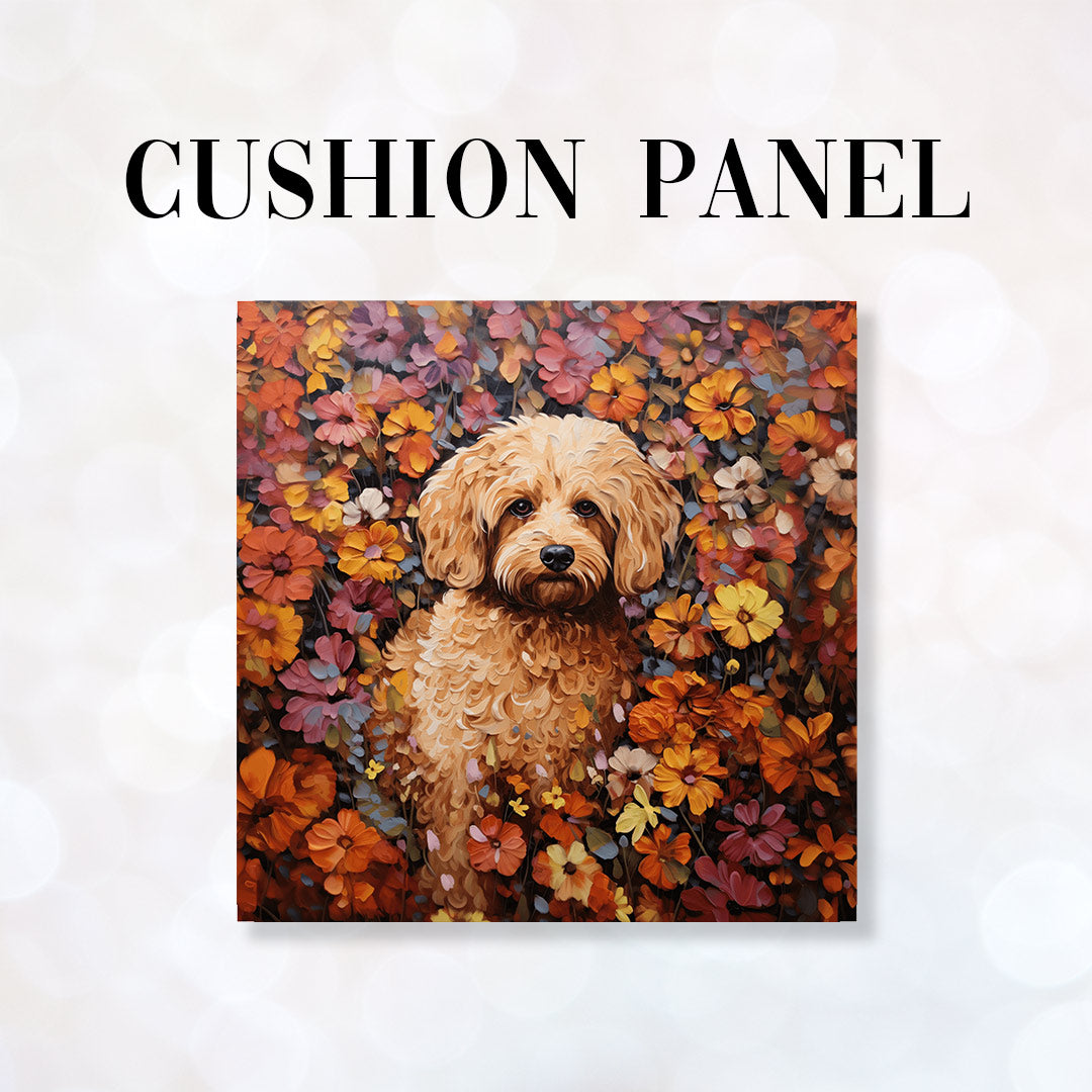 Floral Cockapoo Fabric Panel for sewing Cushions. – Custom Fabrics UK