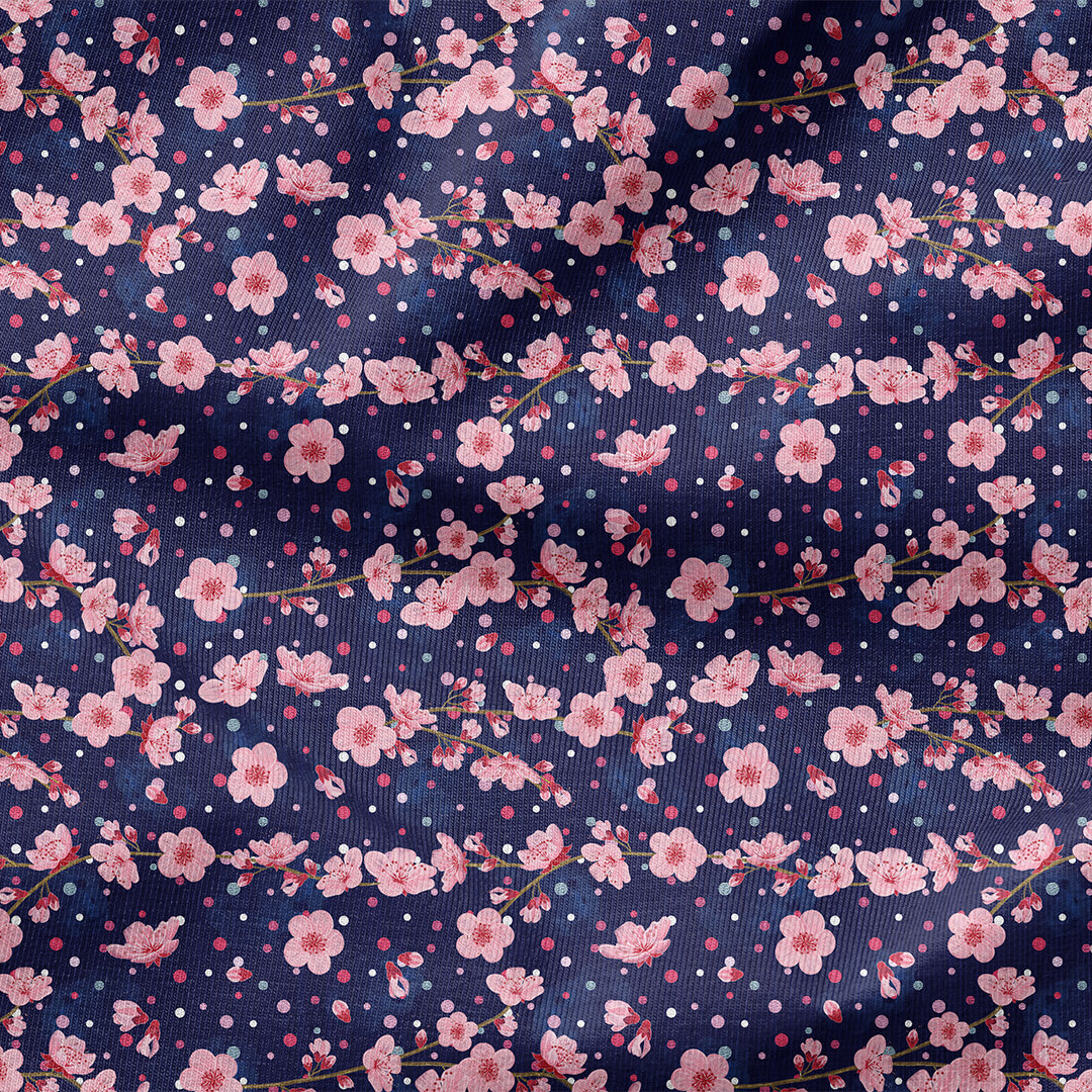 Cherry Blossom Navy Fabric – Custom Fabrics UK