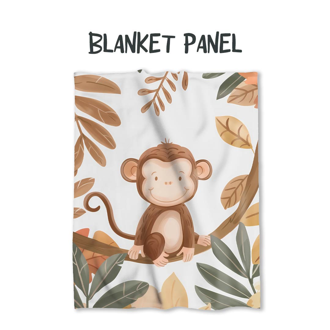Cute Monkey Fabric Blanket panel for sewing blankets – Custom Fabrics UK