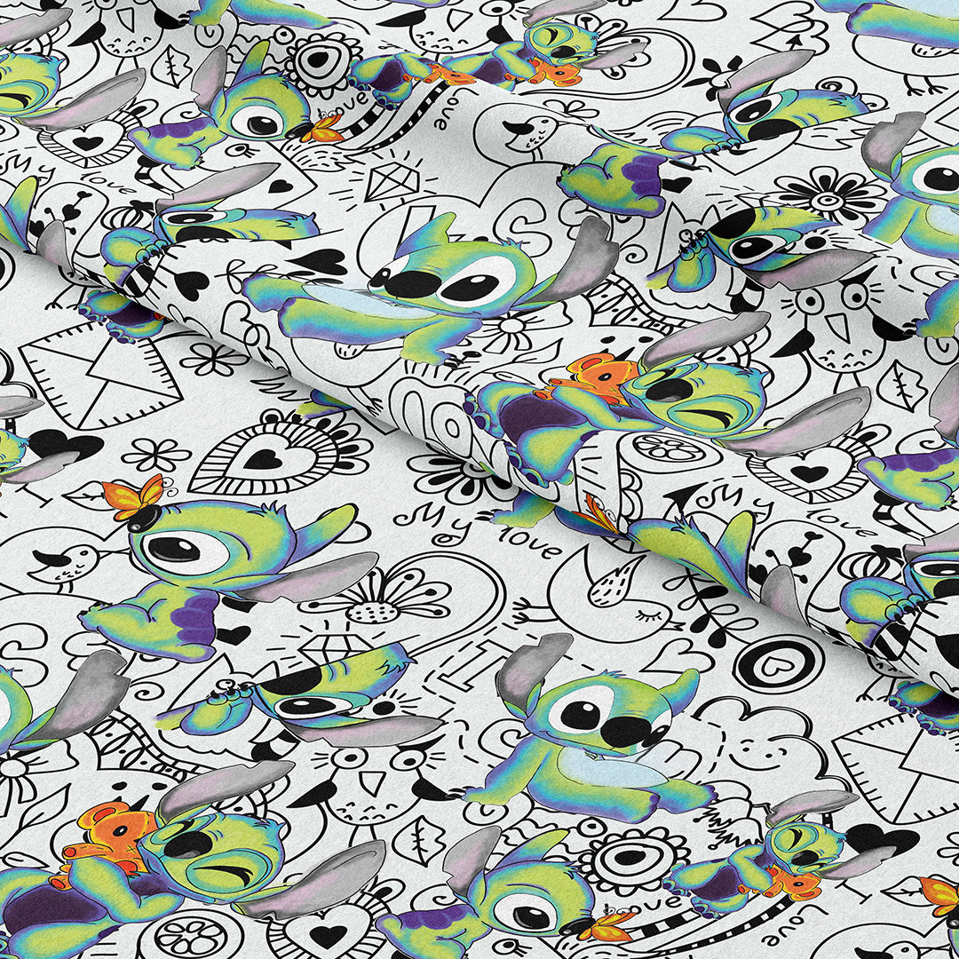 Doodle Alien fabric for children clotthing and crafts – Custom Fabrics UK