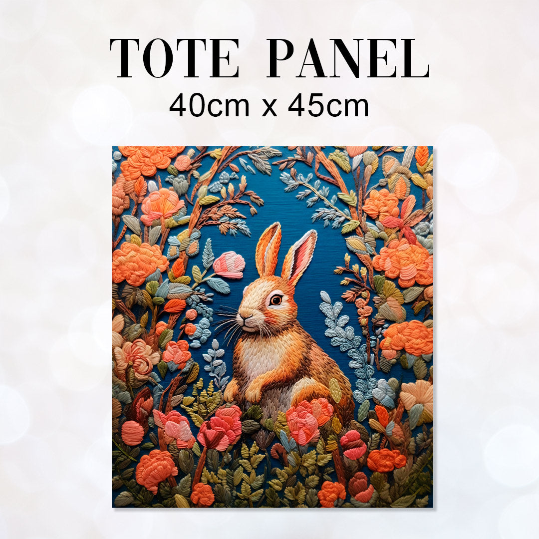 Embroidered Hare Fabric Panel for sewing Tote Bags – Custom Fabrics UK