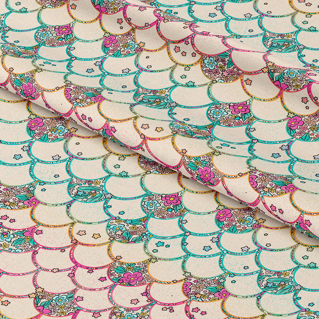 Floral Ocean Scales Cream Fabric – Custom Fabrics UK