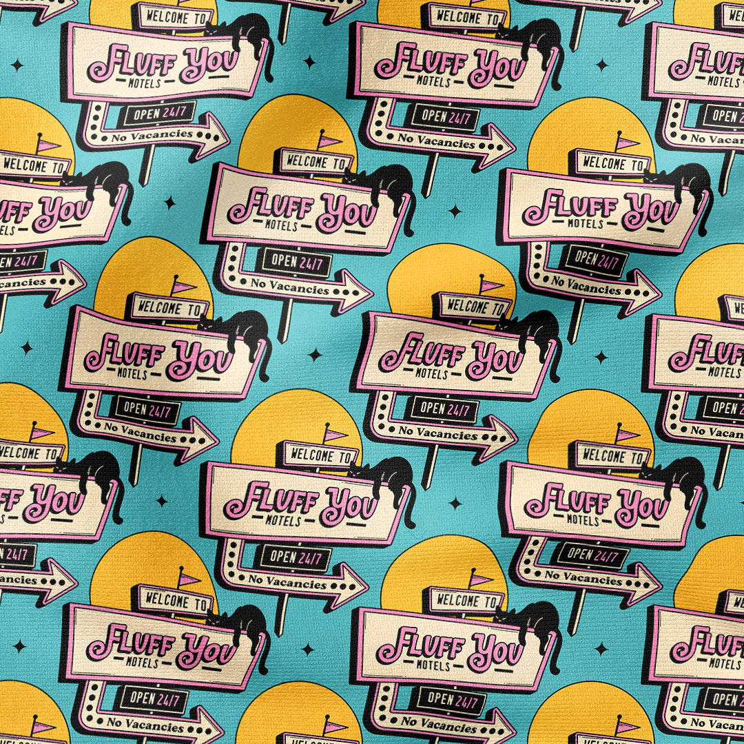 Fluff You Cat Blue fabric for Upholstery, Outdoor cushions, Home Decor ...