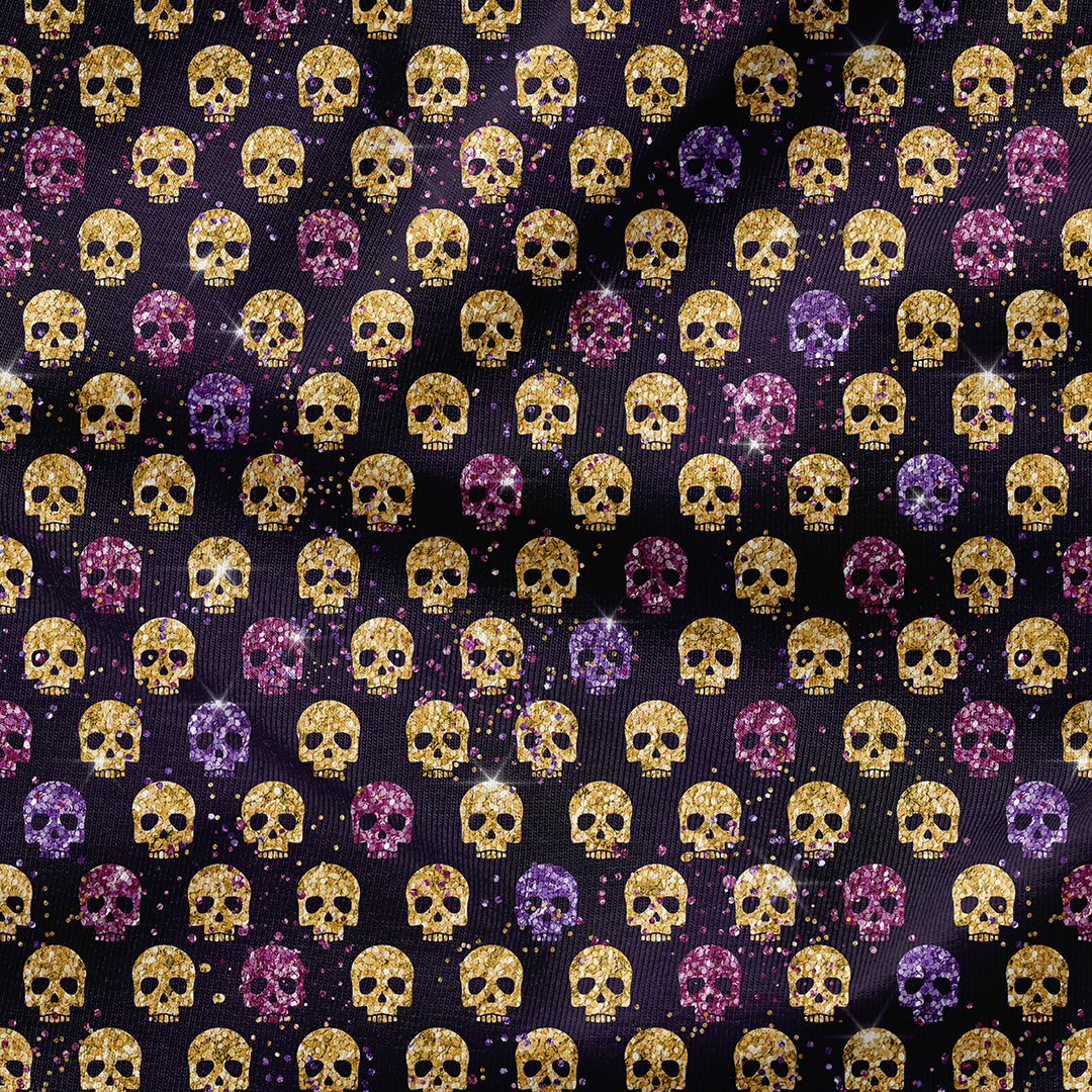 Glitter Skulls Halloween fabric for sewing Crafts, Clothing and Bags ...