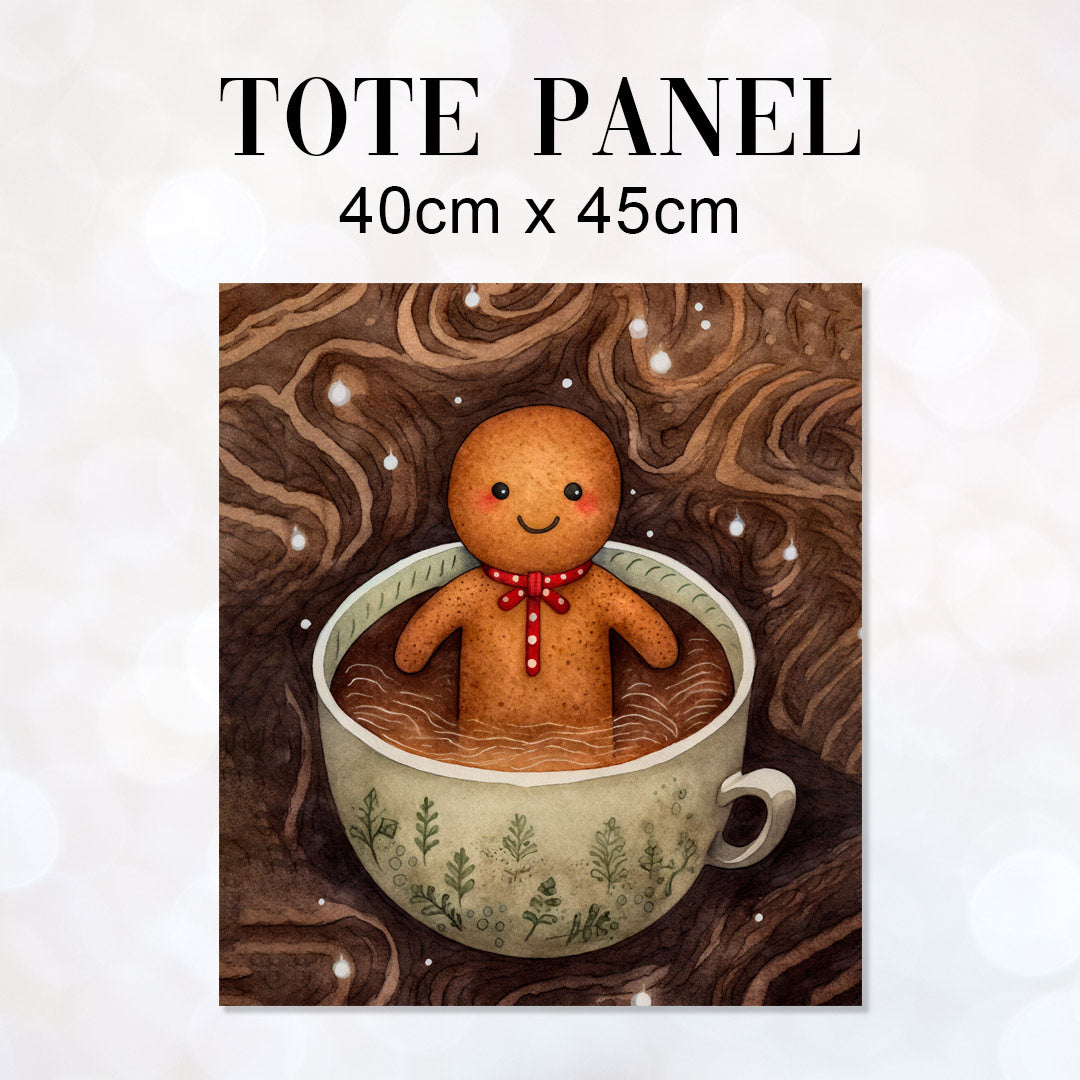 Hot Choc Gingerbread Fabric Panel for sewing tote bags – Custom Fabrics UK