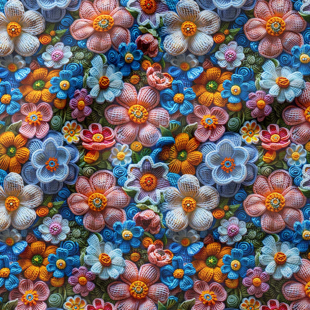 Floral Faux Crochet design fabric for Outdoor Cushions, Dressmaking ...