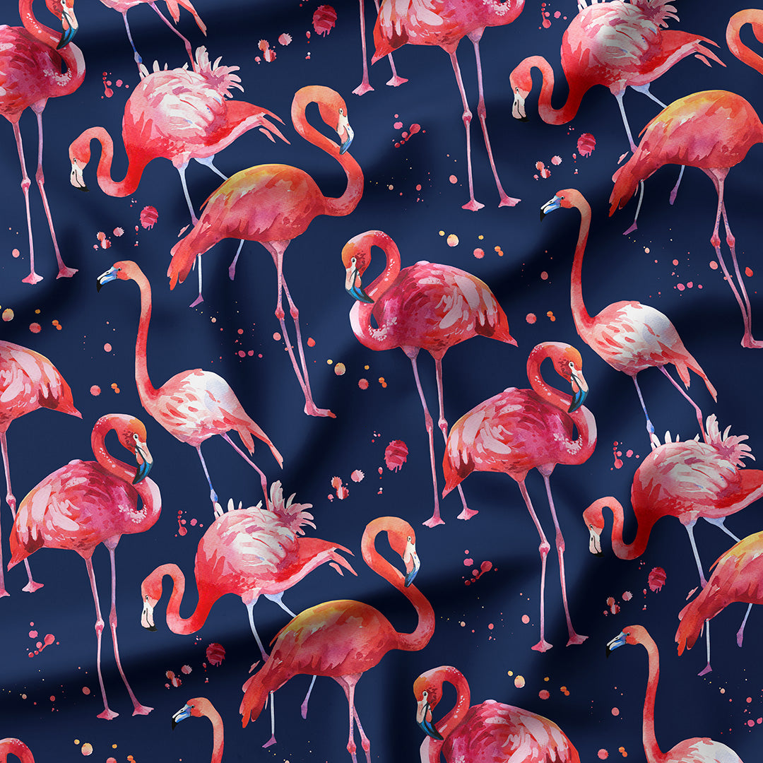 Flamingo Navy Fabric – Custom Fabrics UK