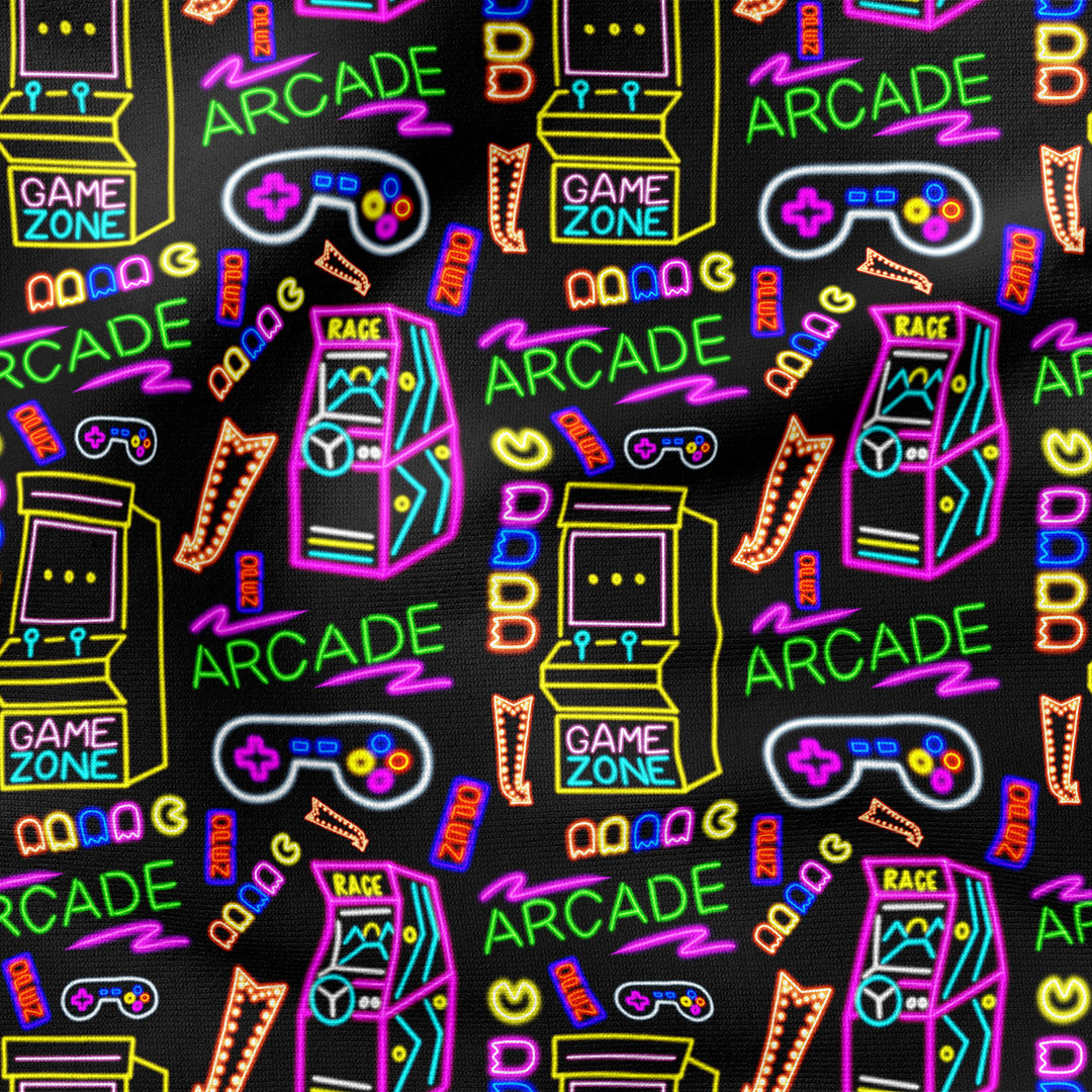 Neon Arcade Fabric for Pyjamas, crafts, blankets and more – Custom ...