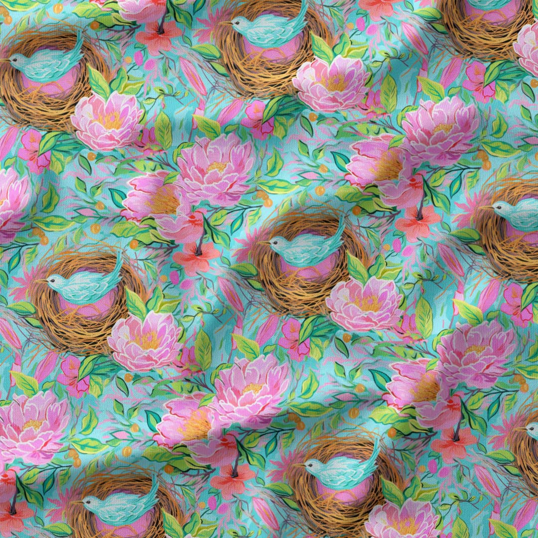 Spring Nest design fabric for Outdoor Cushions, Dressmaking, Crafts ...