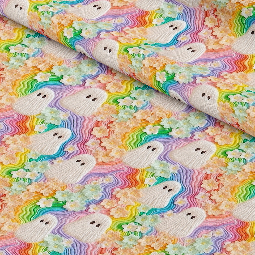 Pastel Ghosts Girl Halloween fabric for sewing Crafts, Clothing and ...