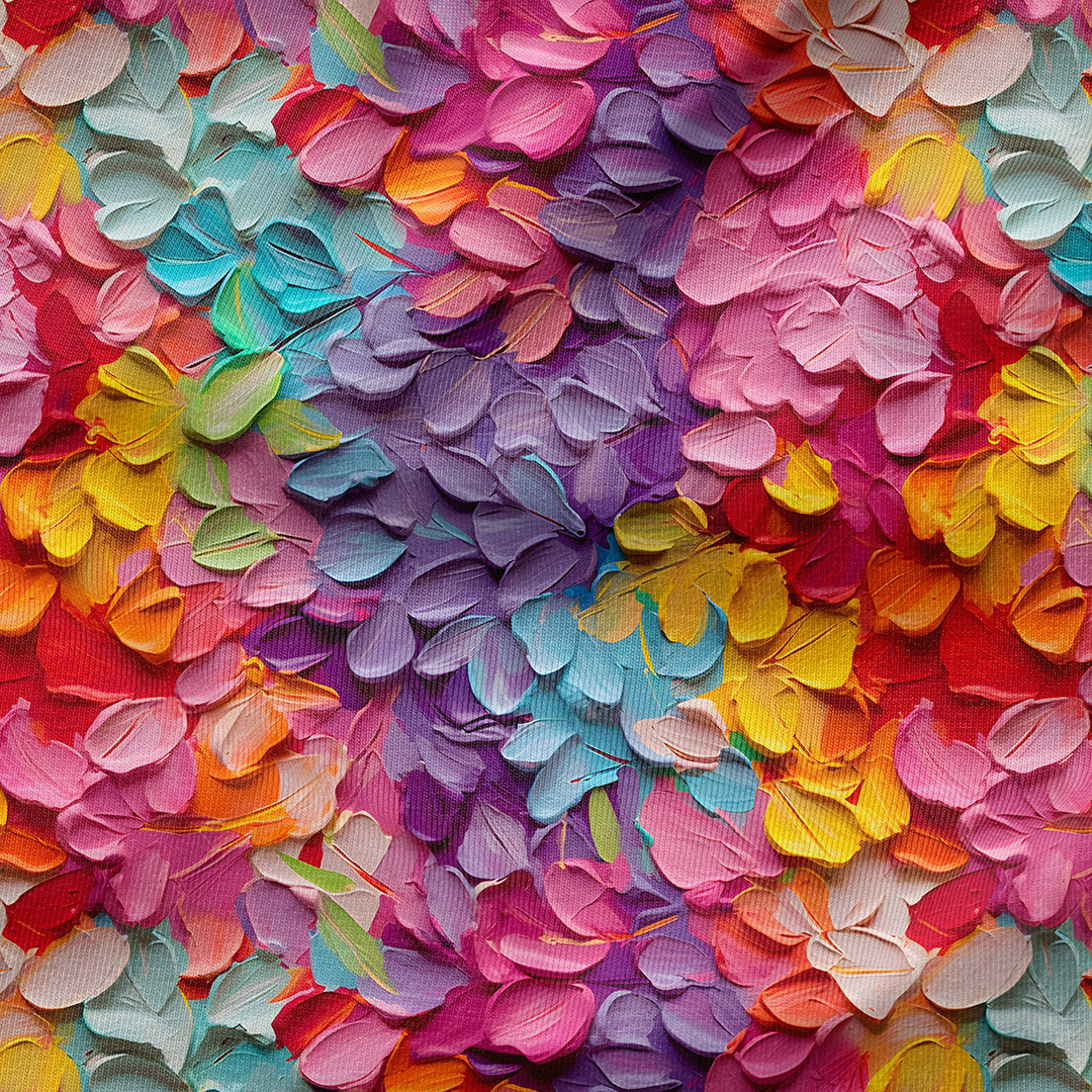 Colourful Rainbow Painted Petals print fabric for Garden, Dressmaking ...