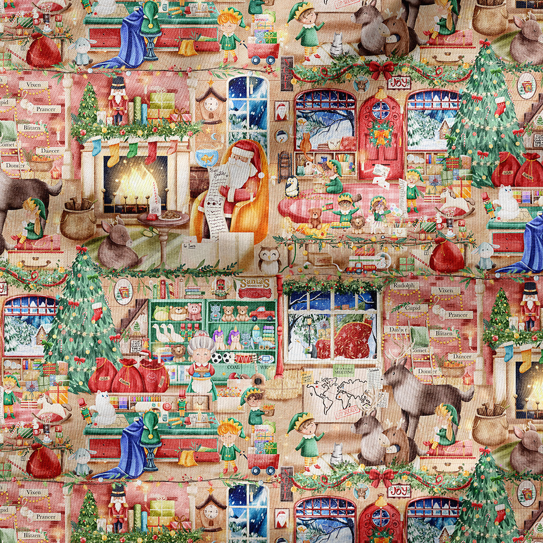 Elf Village Fabric for Outdoor Cushions, Dressmaking, Crafts – Custom ...