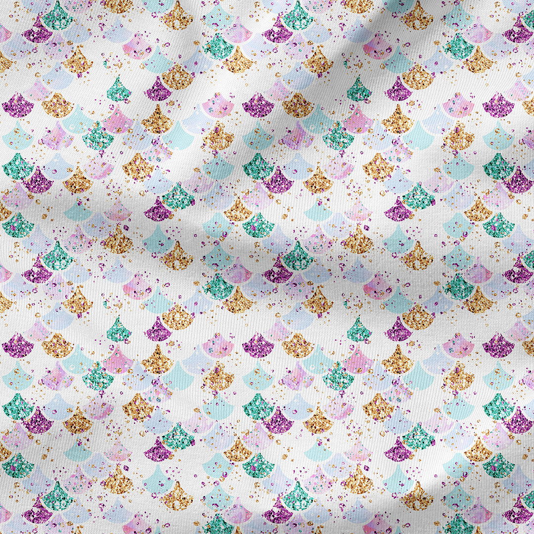 Mermaid Scales White Fabric – Custom Fabrics UK