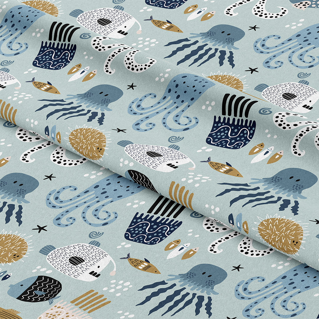 Sea Animals Fabric for Outdoor Cushions and Crafts – Custom Fabrics UK