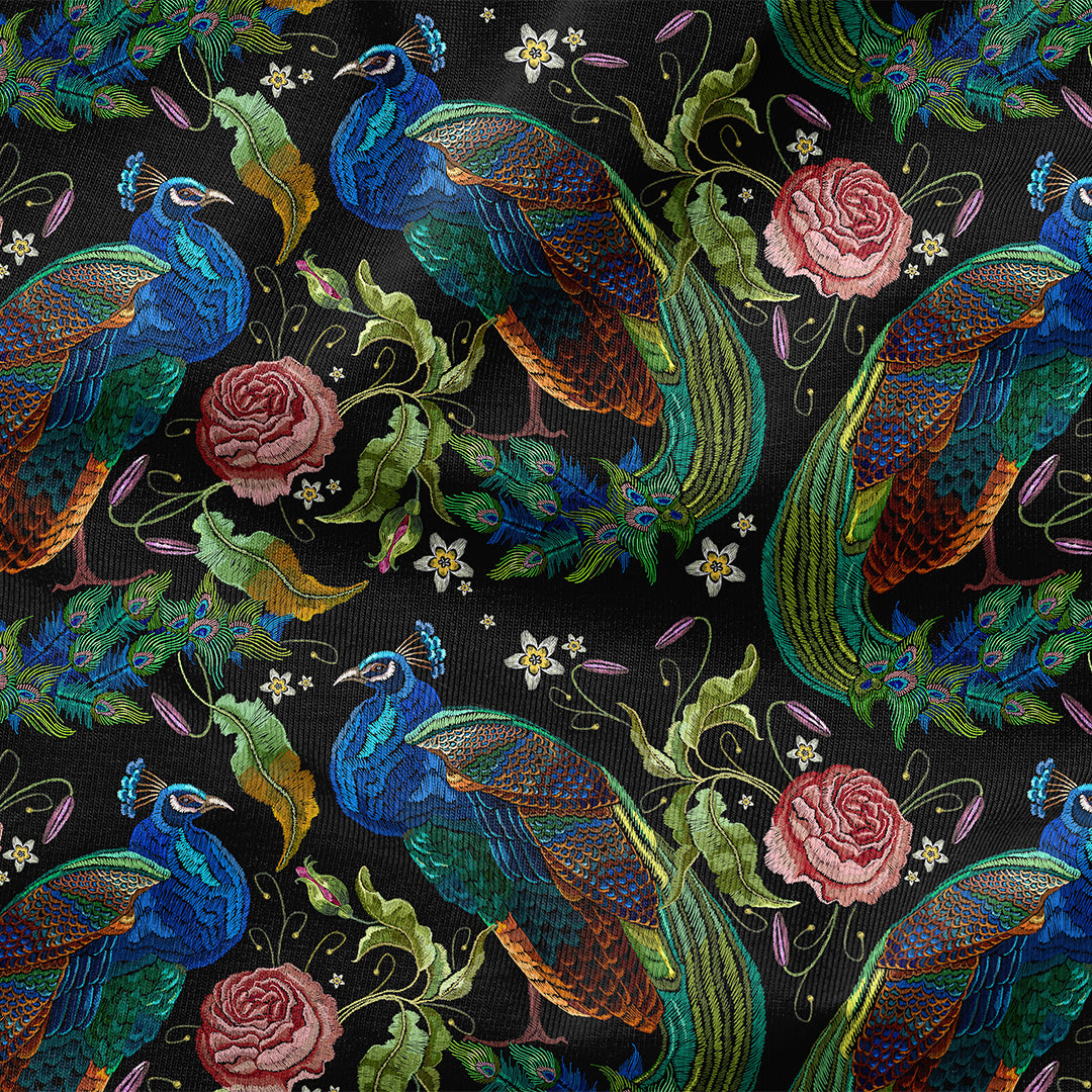 Stitched Peacock Fabric – Custom Fabrics UK
