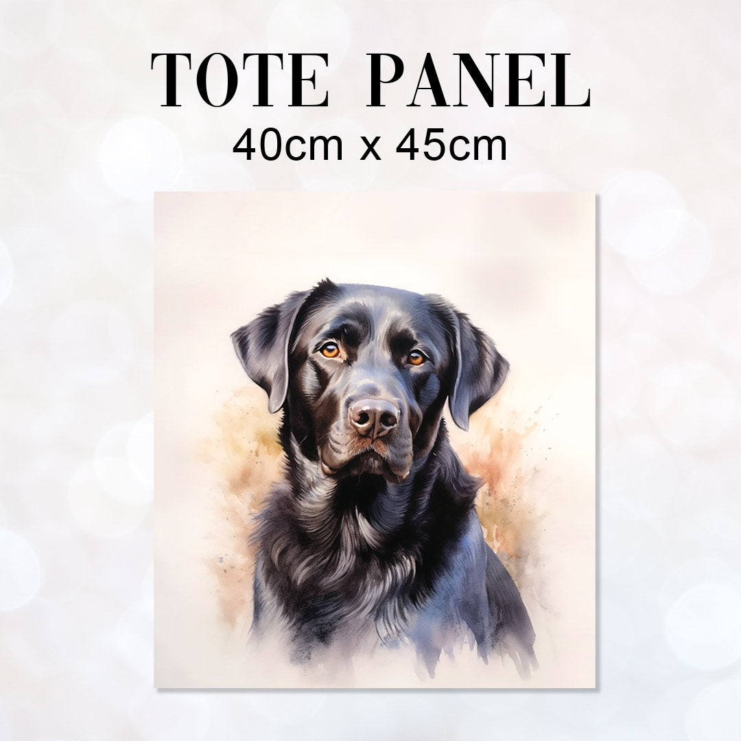 Watercolour Black Labrador Fabric Panel for sewing Tote Bags – Custom ...