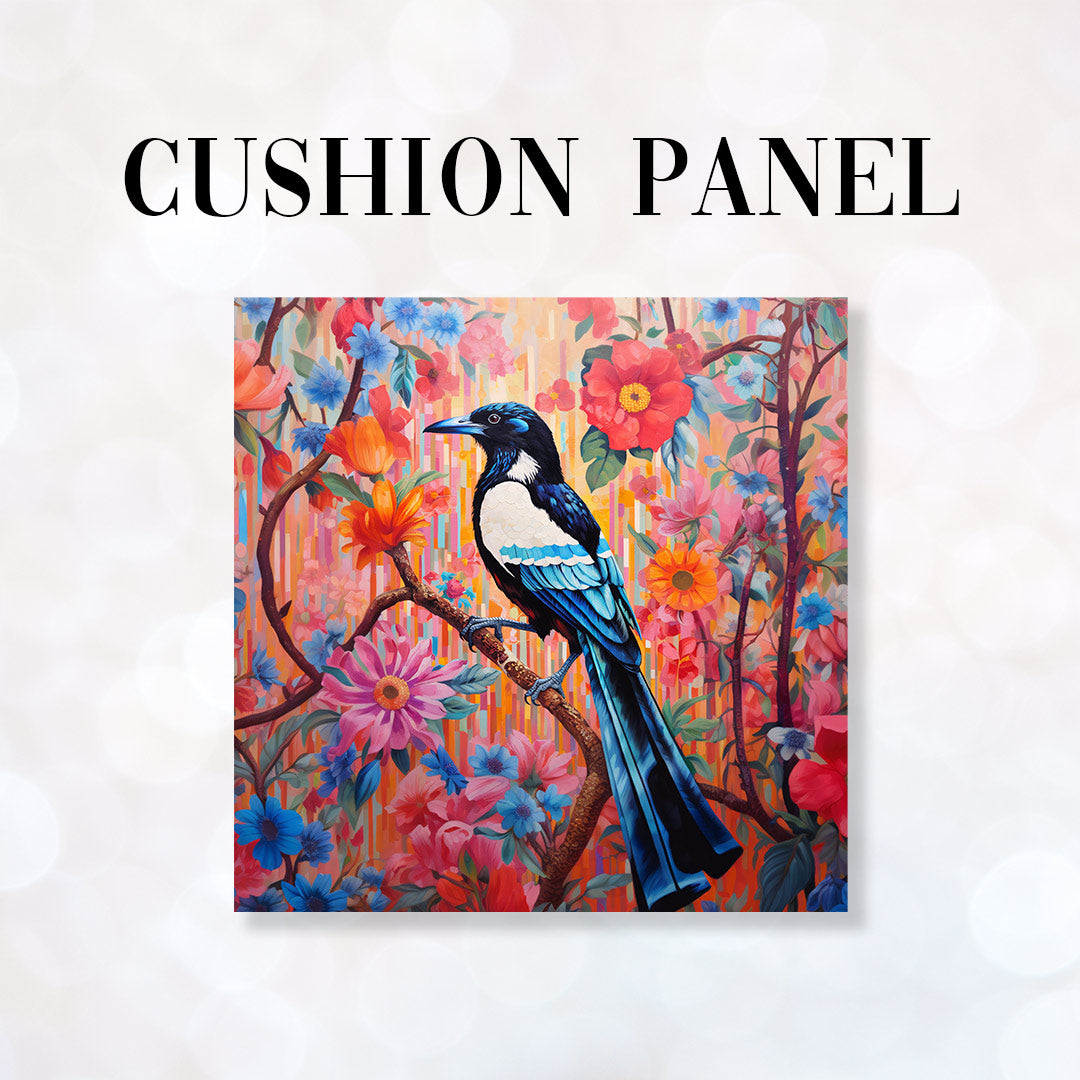 Floral Magpie Fabric Panel for sewing Cushions. – Custom Fabrics UK