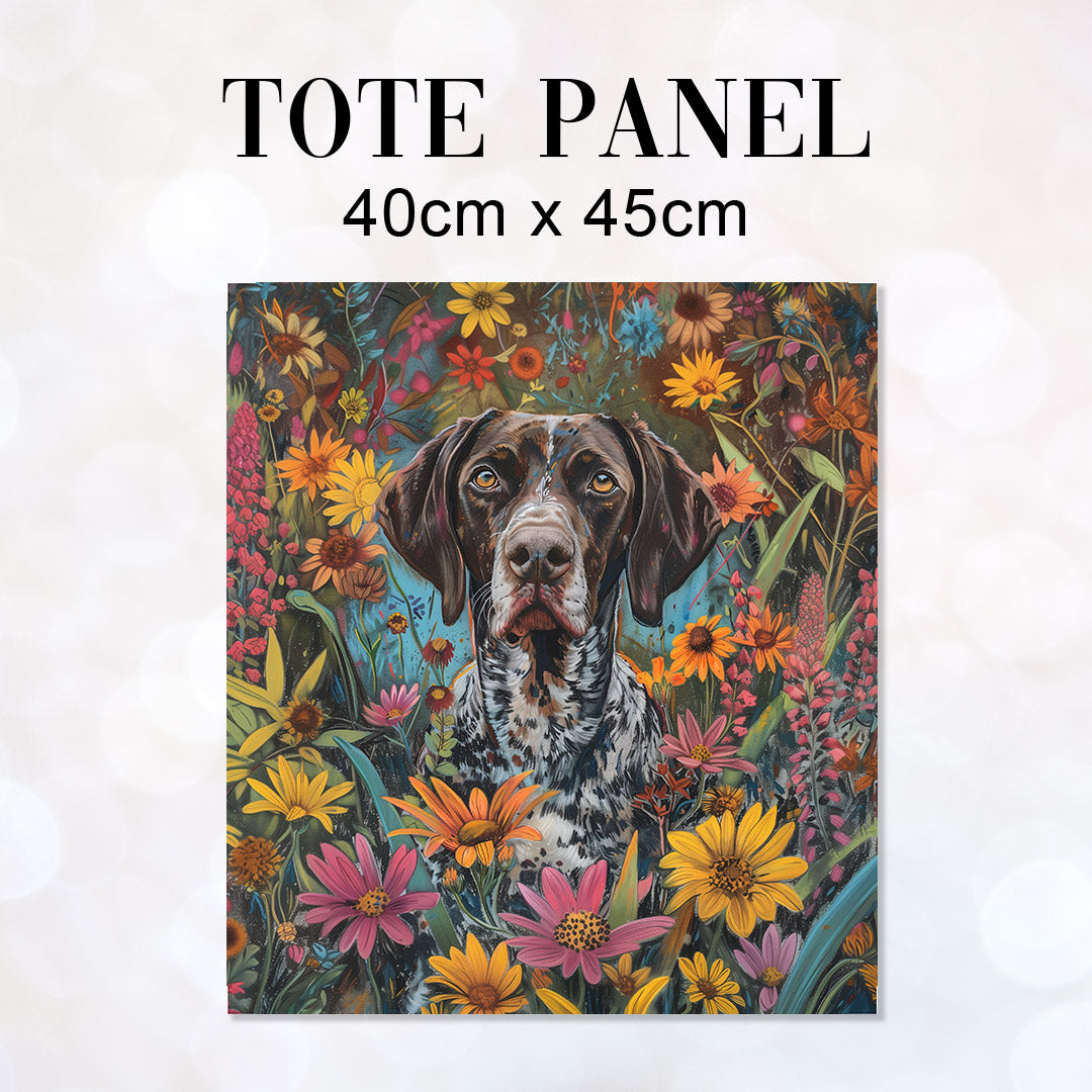 Floral German Shorthaired Pointer Fabric Panel for sewing Tote Bags ...