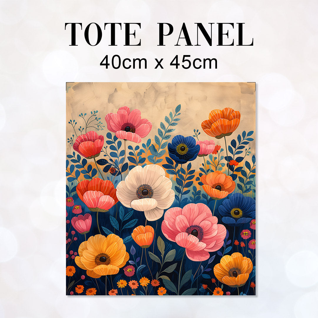 Retro Flowers Light Fabric Panel for sewing Tote Bags – Custom Fabrics UK