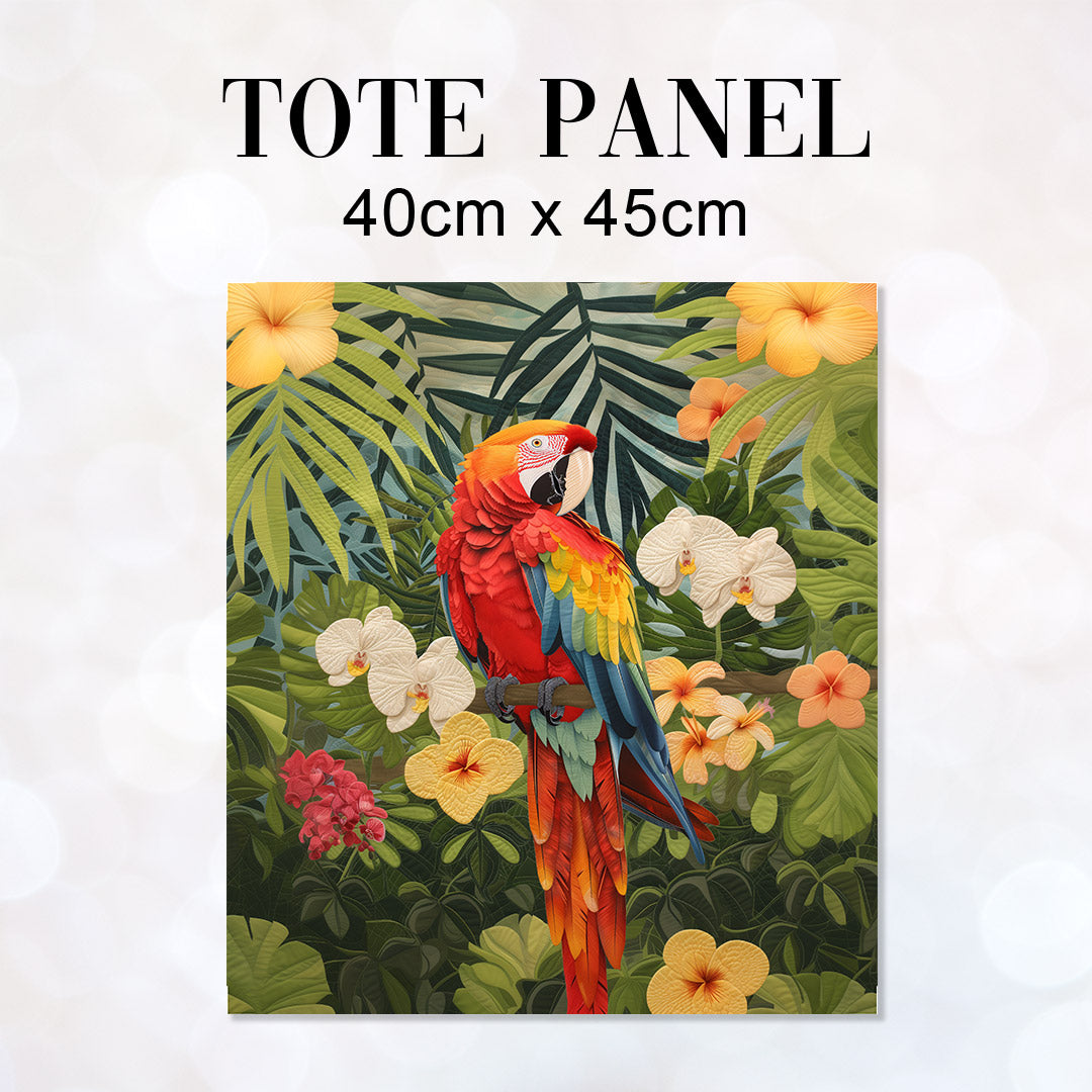 Quilted Macaw Parrot Fabric Panel for sewing Tote Bags – Custom Fabrics UK