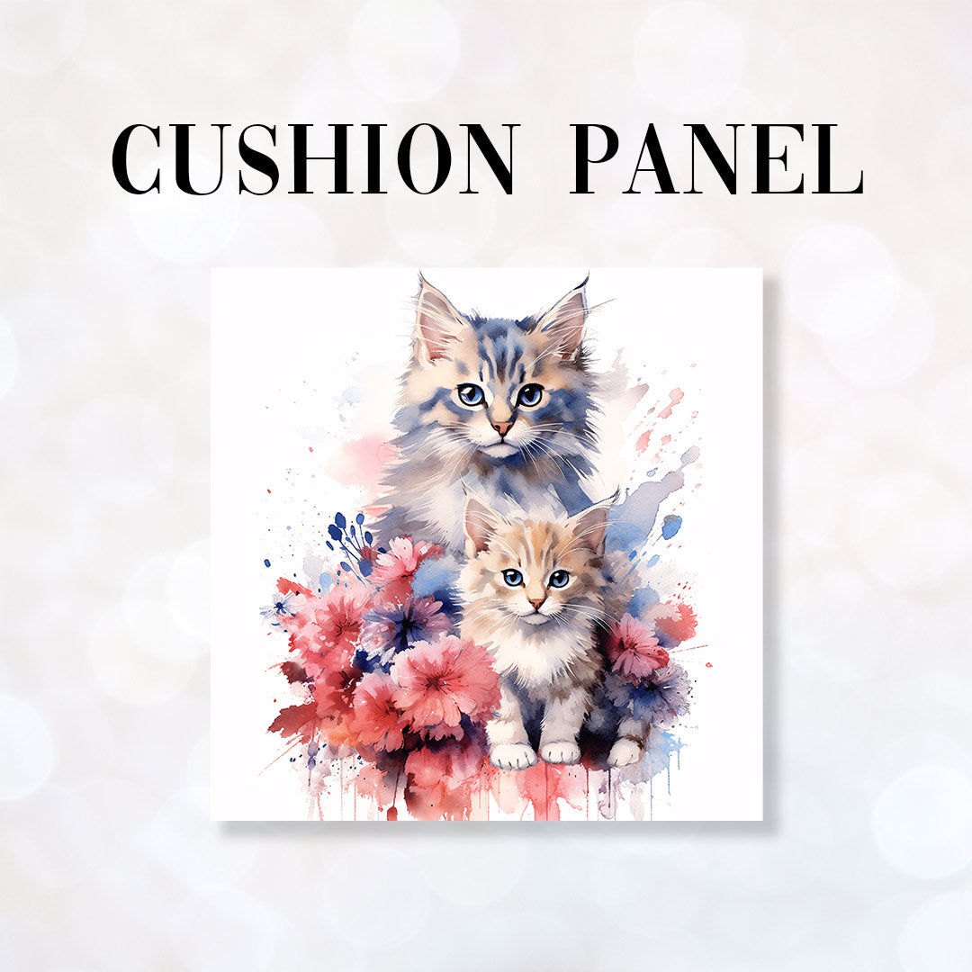 Watercolour Cats Fabric Panel for sewing Cushions. – Custom Fabrics UK