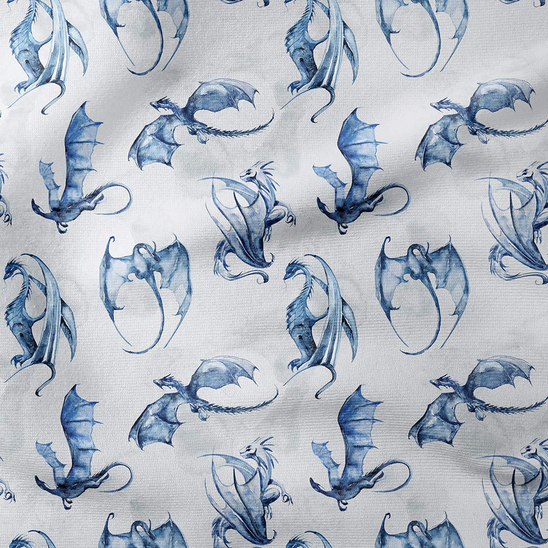 Watercolour Dragons Fabric for Outdoor Cushions, Dressmaking, Crafts ...