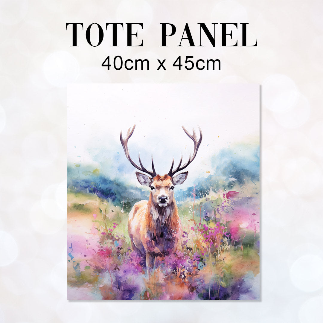 Watercolour Stag Fabric Panel for sewing Tote Bags – Custom Fabrics UK