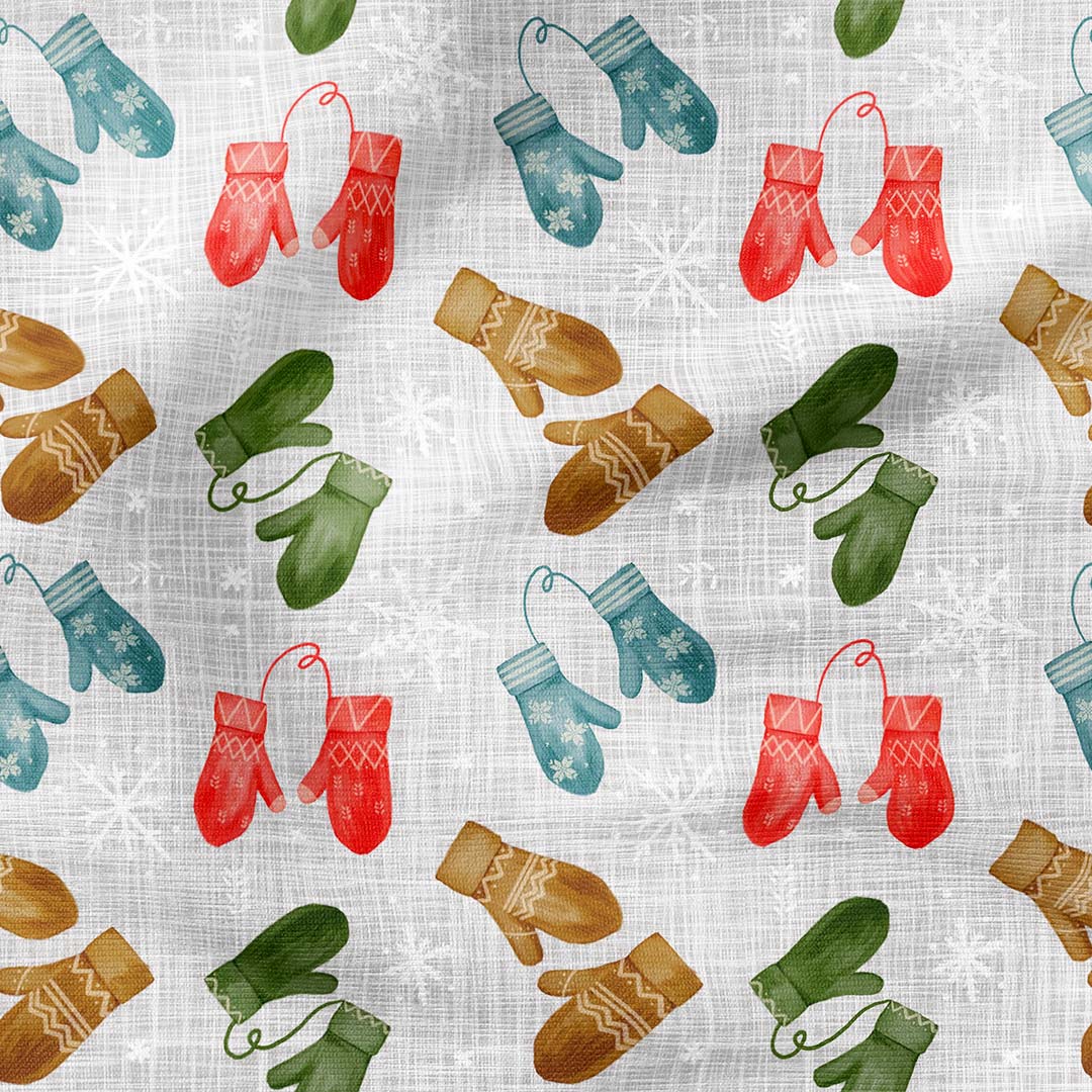 Winter Mittens Grey Fabric for Outdoor Cushions, Dressmaking, Crafts ...