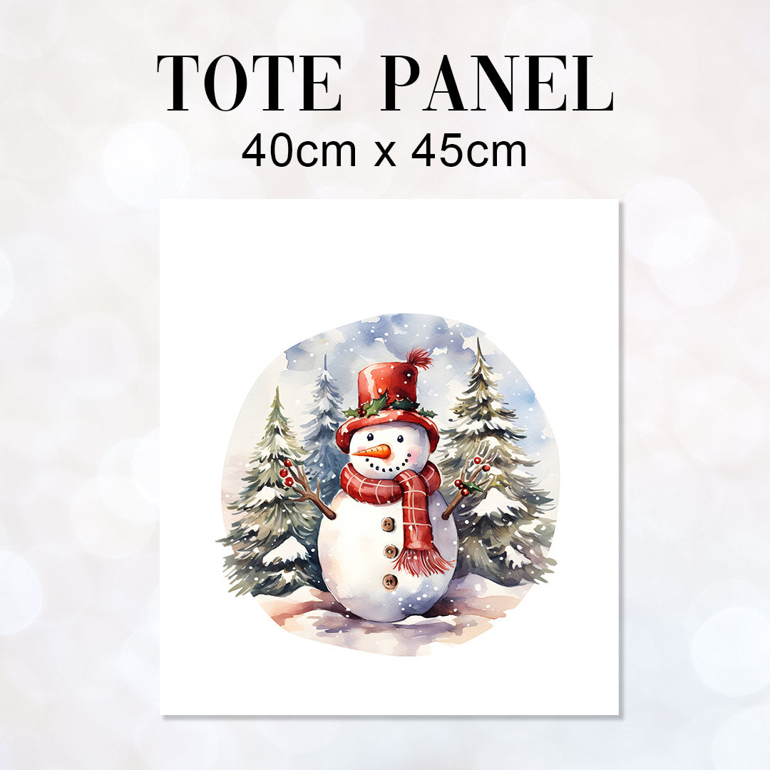 Winter Snowman Fabric Panel for sewing Tote Bags – Custom Fabrics UK