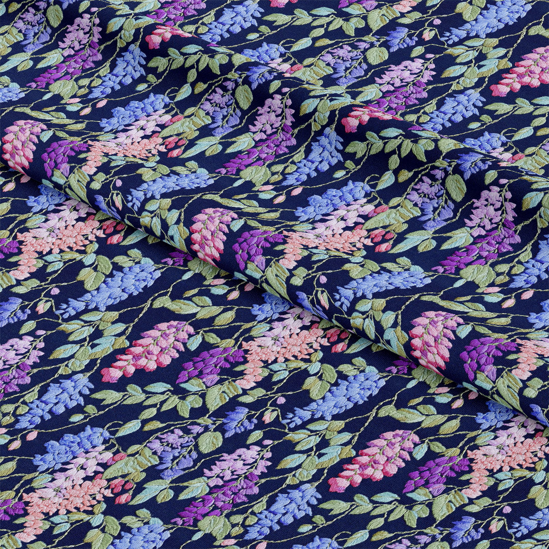 Wisteria Navy Fabric for Pyjamas, crafts, blankets and more – Custom ...