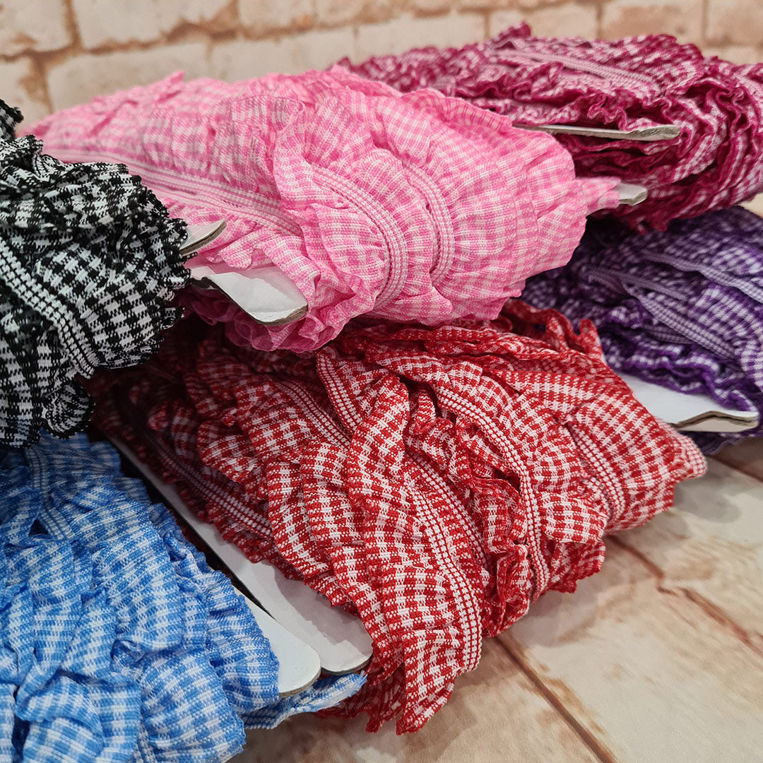 Ruffle Checks Elastic Trim 25mm, various colours – Custom Fabrics UK