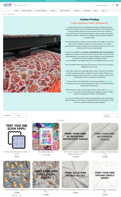 Custom Printing on Fabric - Ordering Process – Custom Fabrics UK